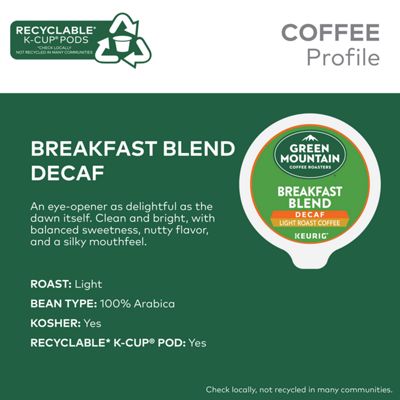 Breakfast Blend Decaf Coffee | Keurig
